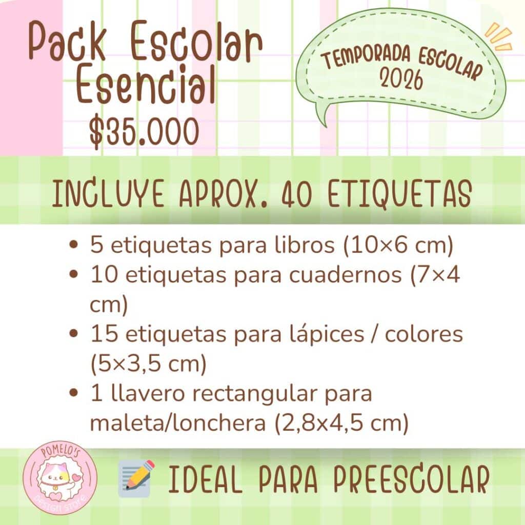 Etiquetas Escolares (stickers para marcar útiles) – Pomelo's