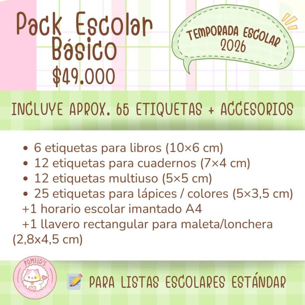 Etiquetas Escolares (stickers para marcar útiles) – Pomelo's